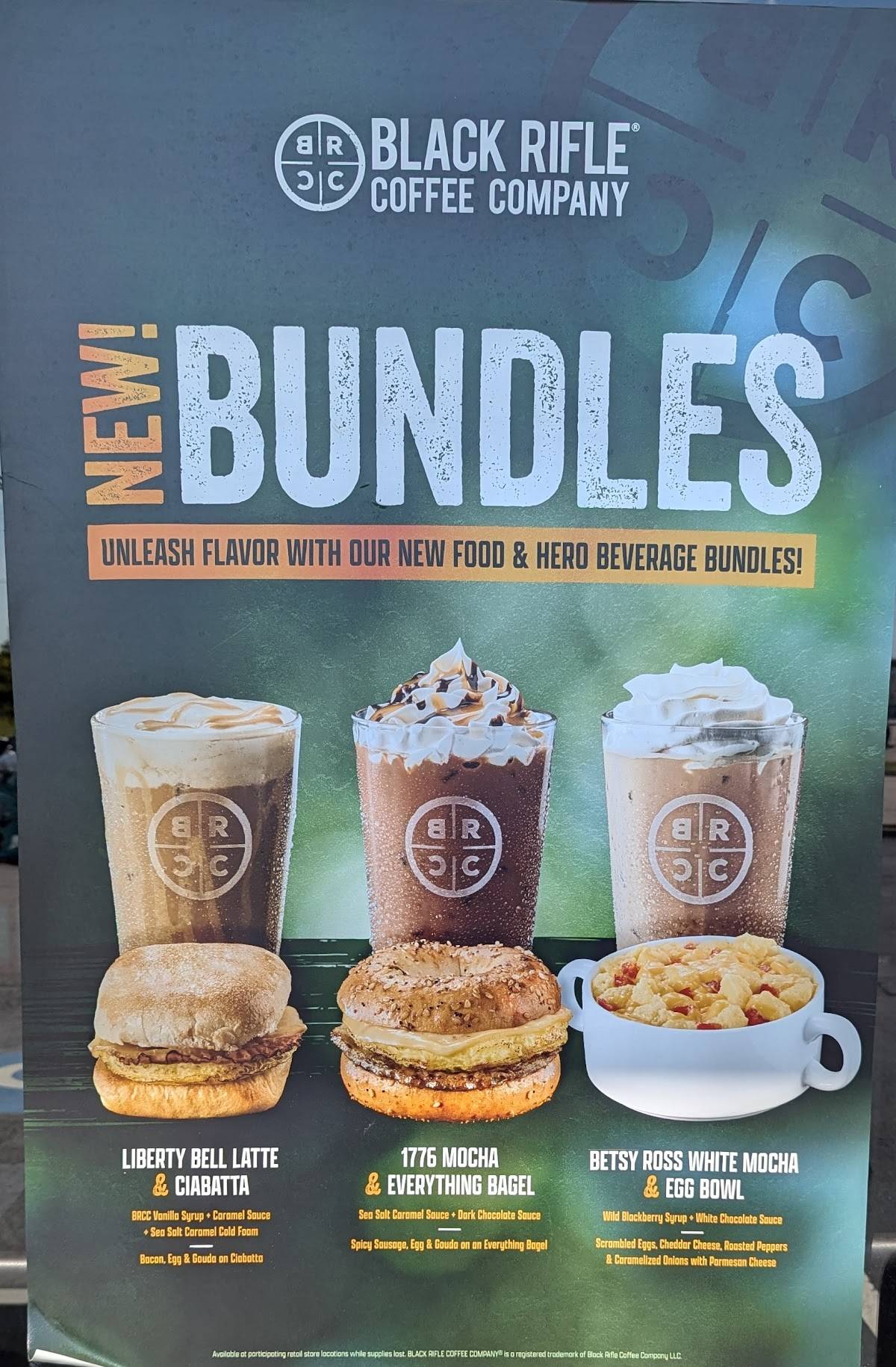 Menu at Black Rifle Coffee Company, Moore