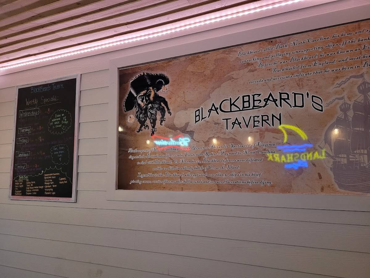Menu at Blackbeard’s Tavern pizzeria, Bath