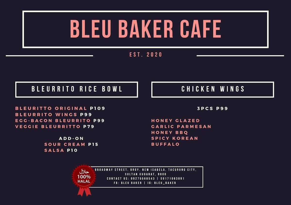 Menu at Bleu Baker Café Tacurong cafe, Tacurong City
