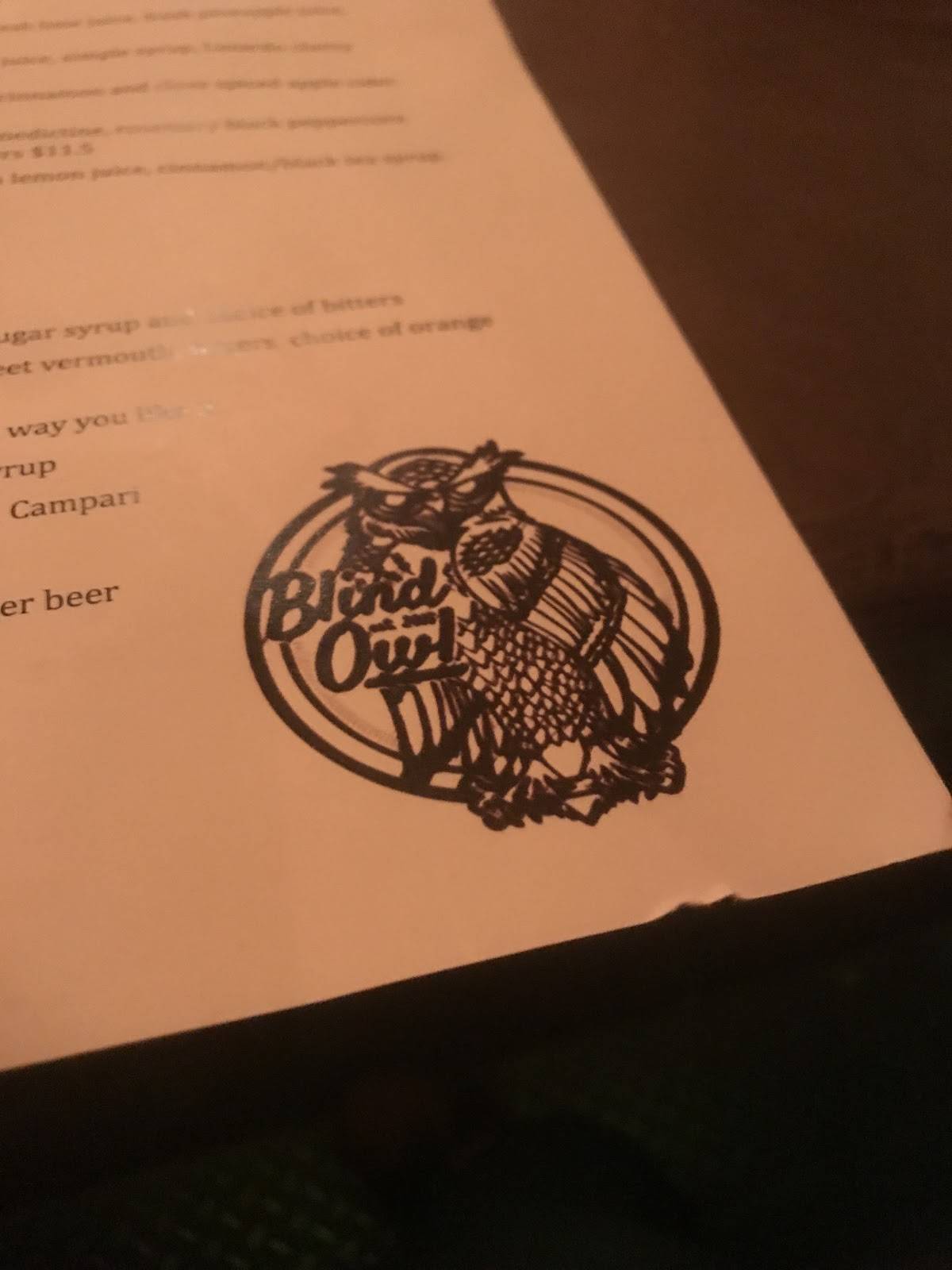 Menu at Blind Owl pub & bar, Windsor