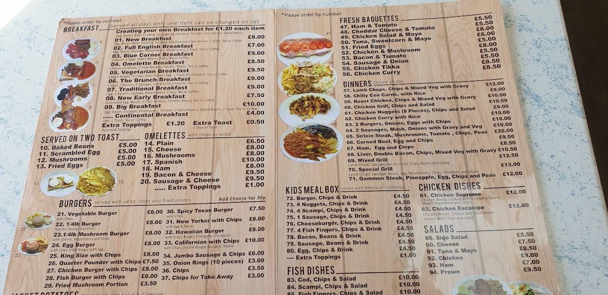 Menu at Blue Corner Cafe, Rushden