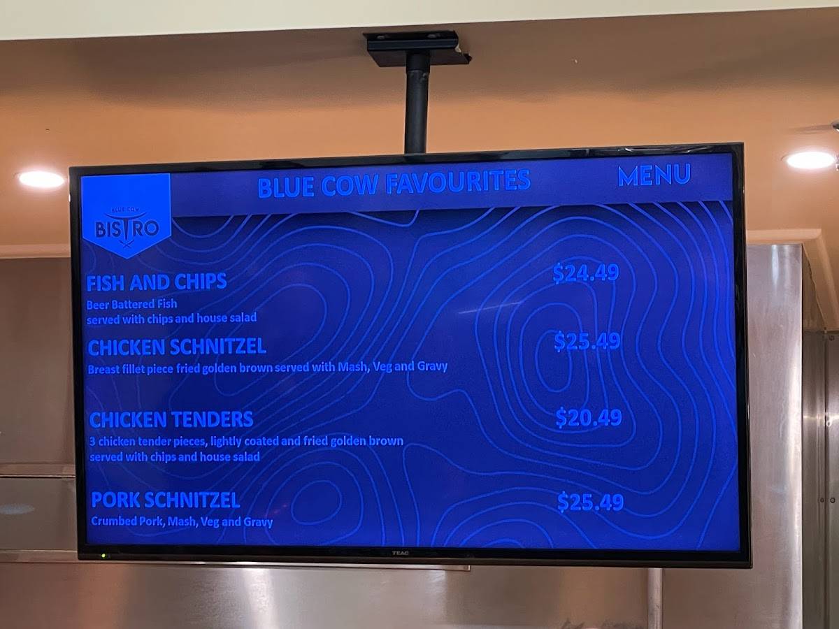 Menu at Blue Cow Bistro fast food, Kosciuszko National Park