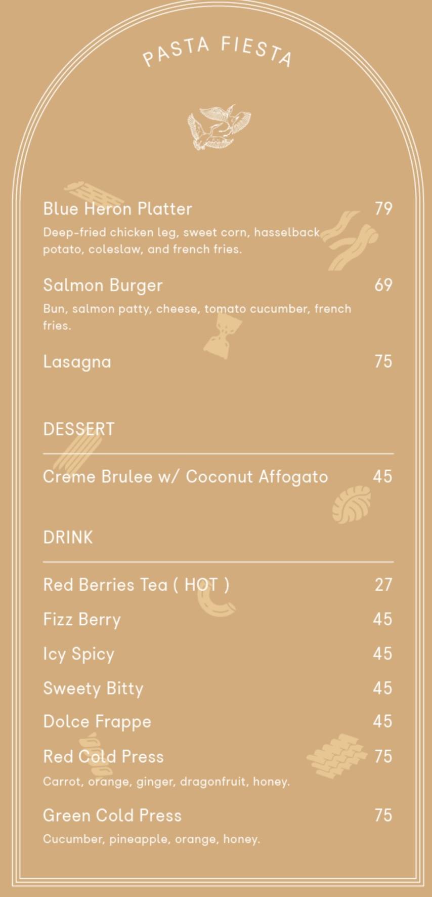 Menu at Blue Heron Jogja restaurant, Sendangadi