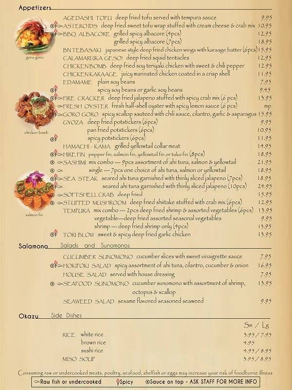 Blue nami menu store