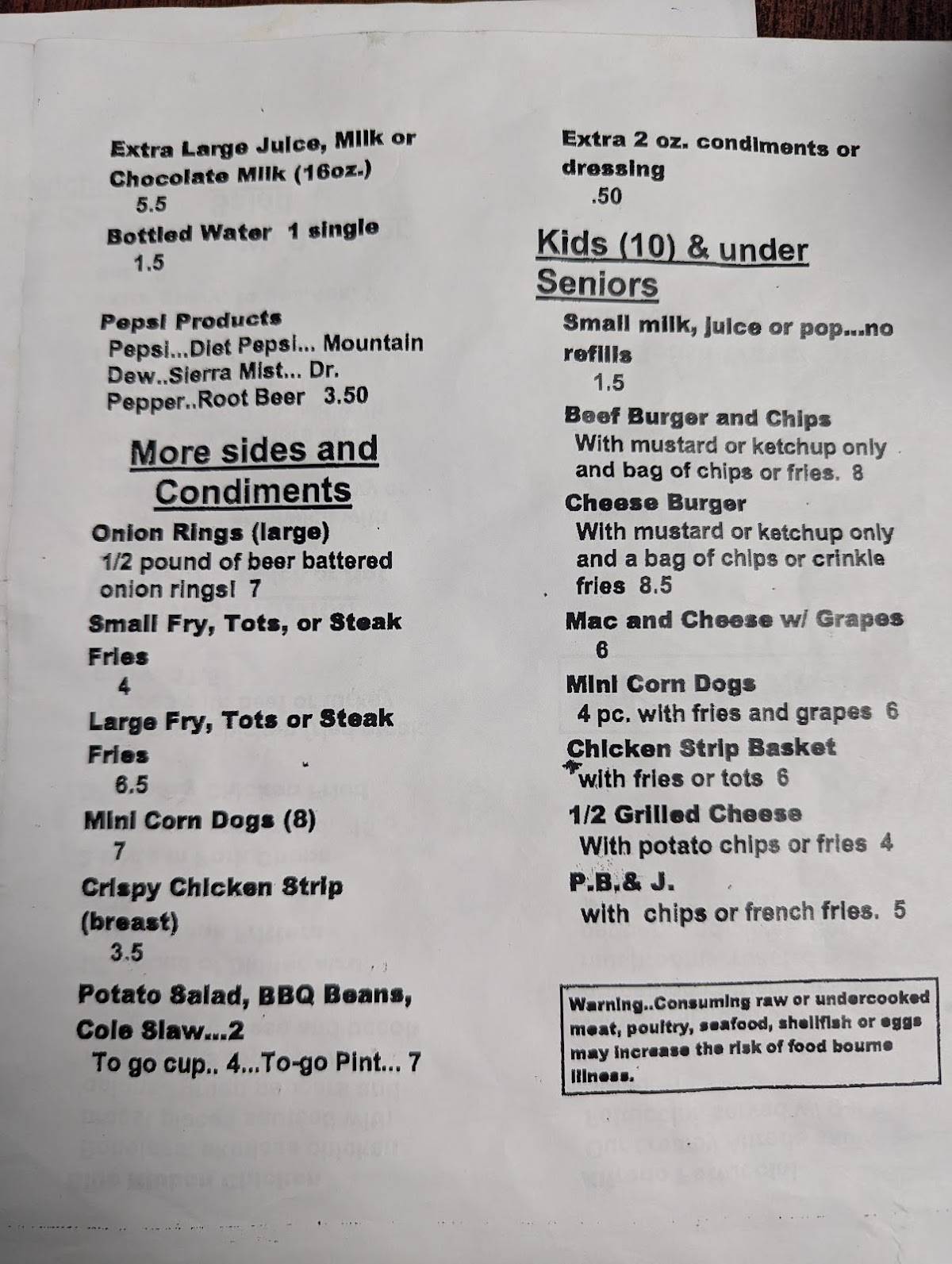 Menu at Blue Ribbon Café & Bakery, Emmett