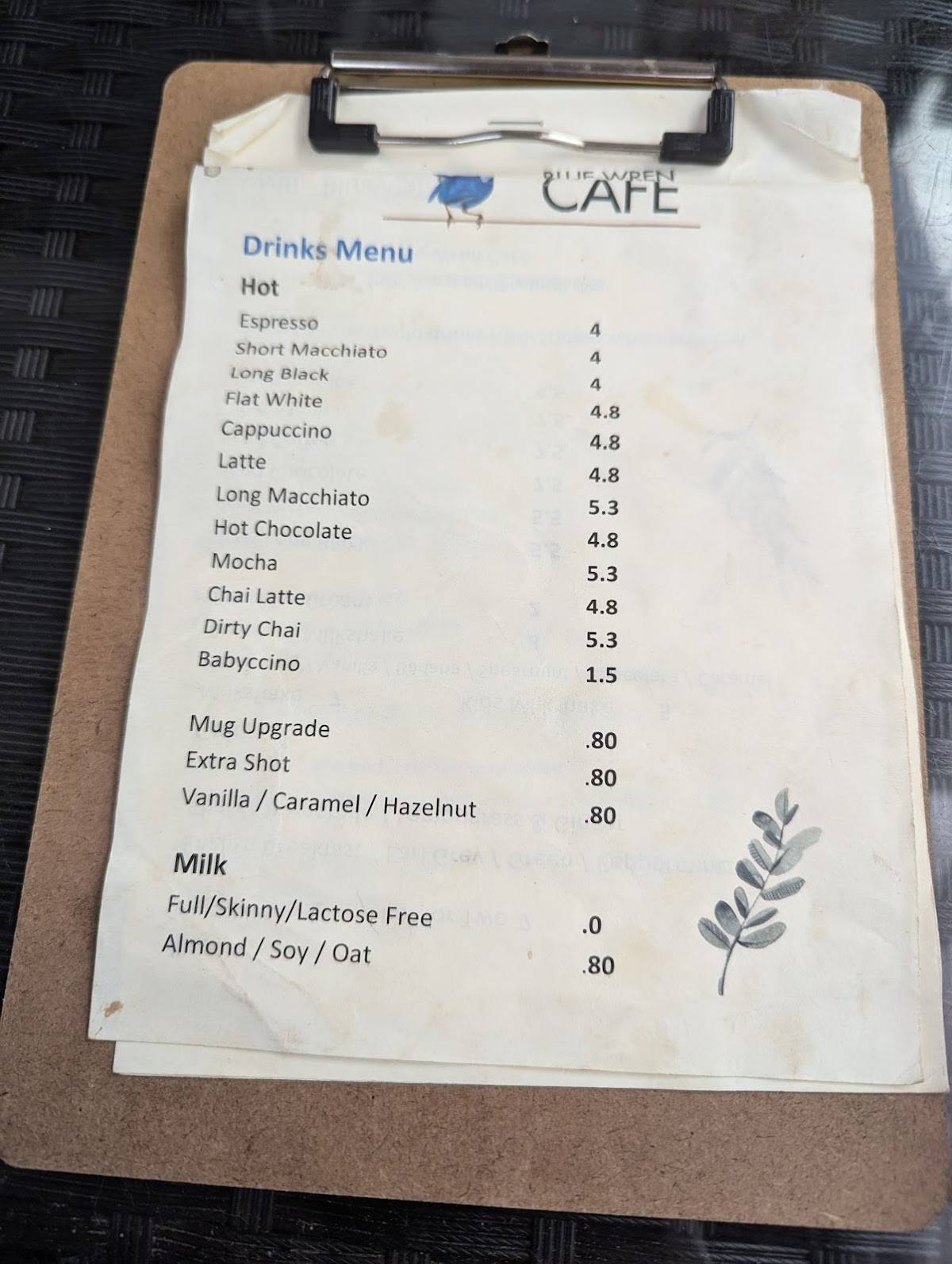Menu at Blue Wren Cafe Dwellingup, Dwellingup
