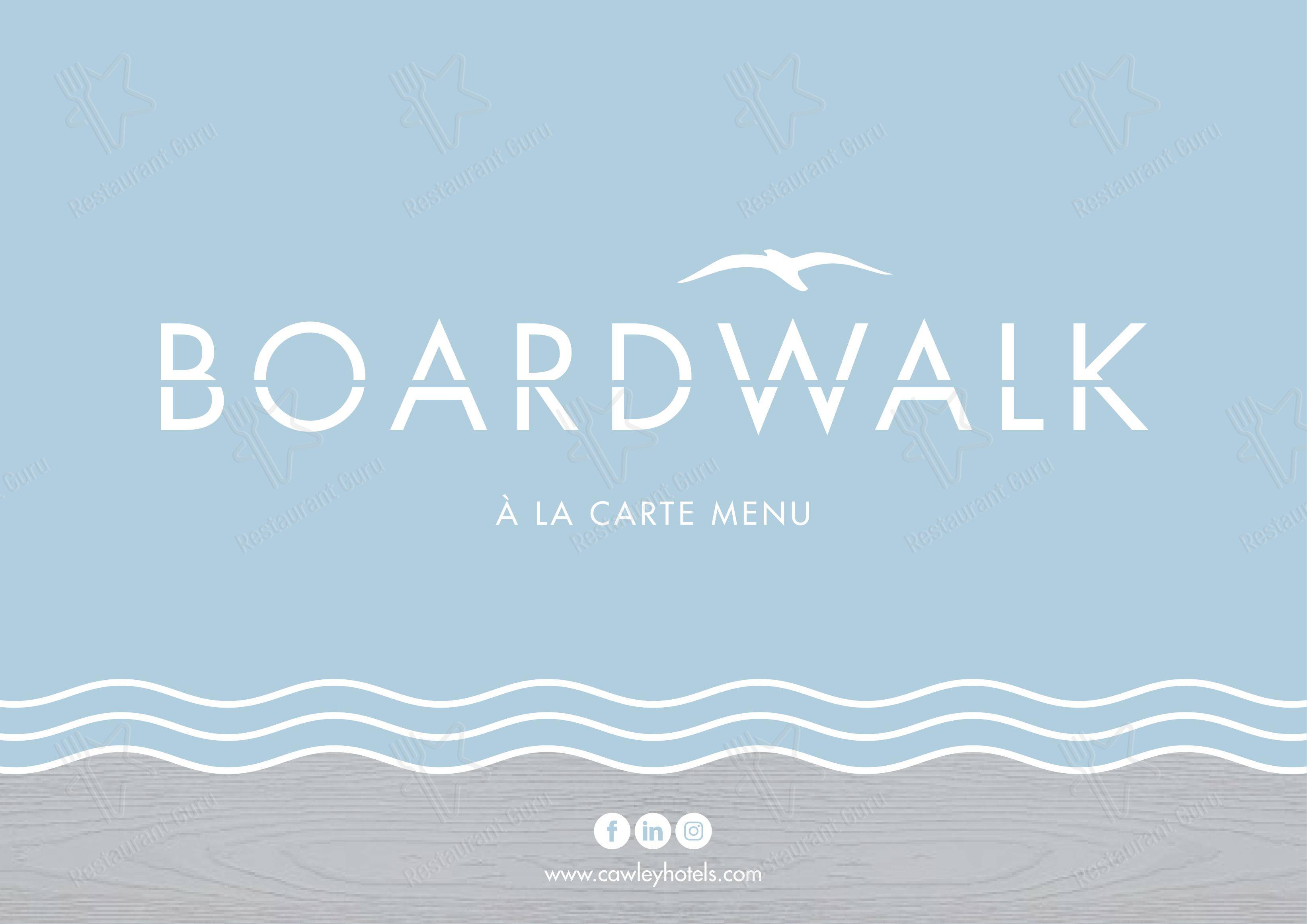 Menu at Boardwalk restaurant, Falkirk