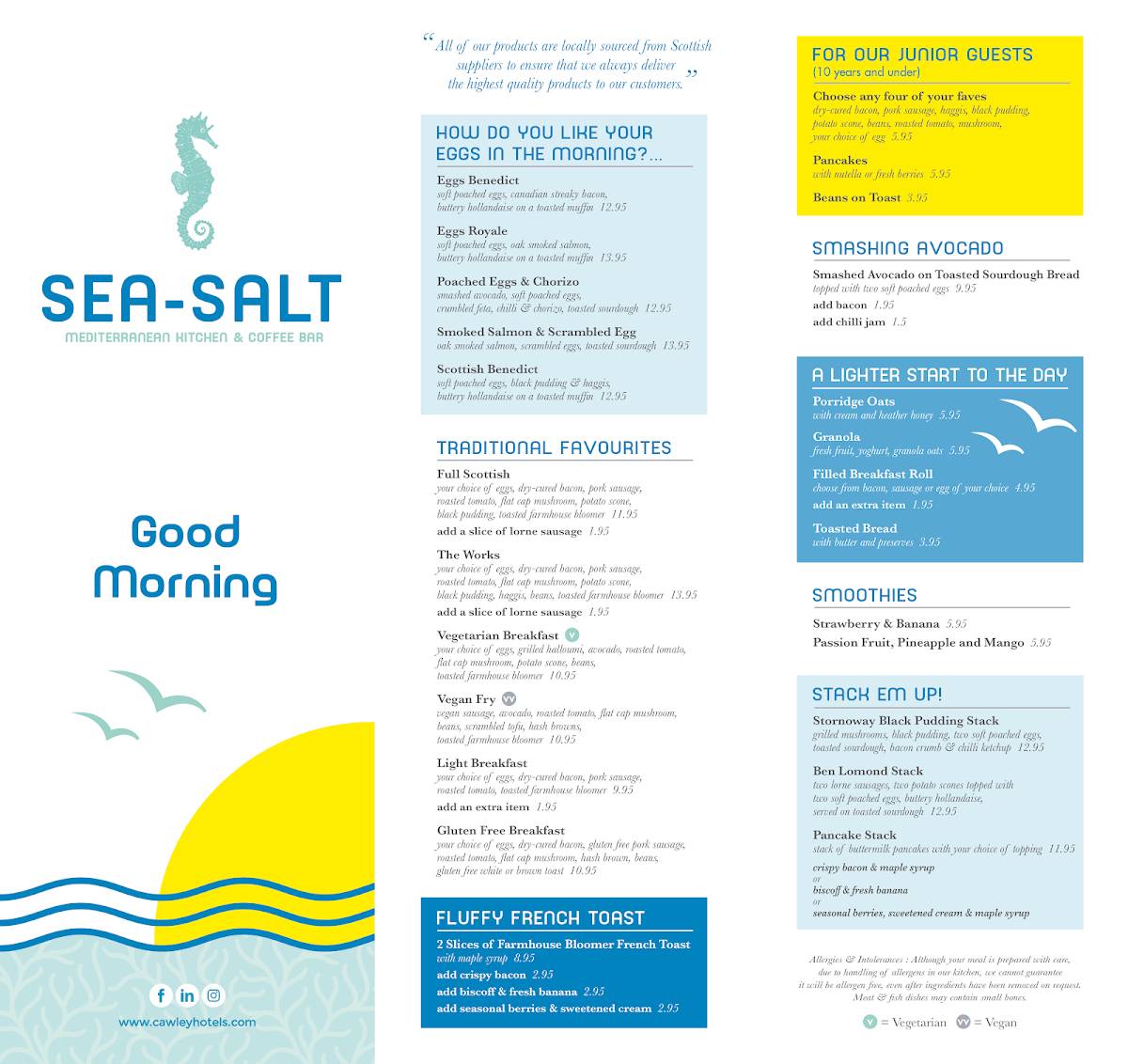 Menu at Sea-Salt restaurant, Falkirk
