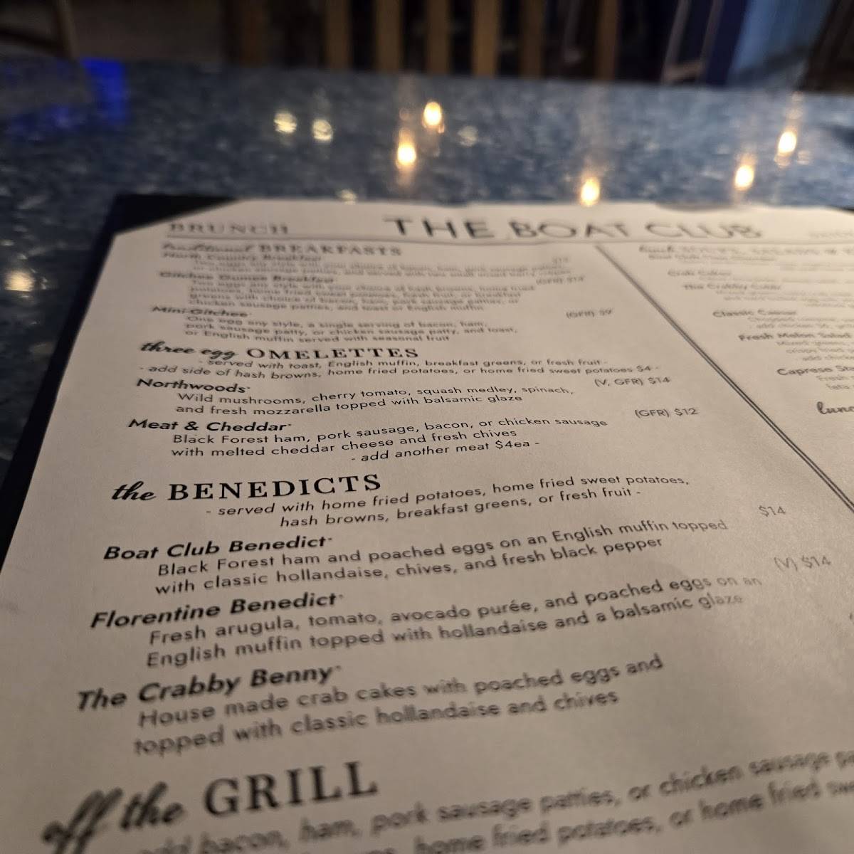 Menu at Boat Club Restaurant, Duluth