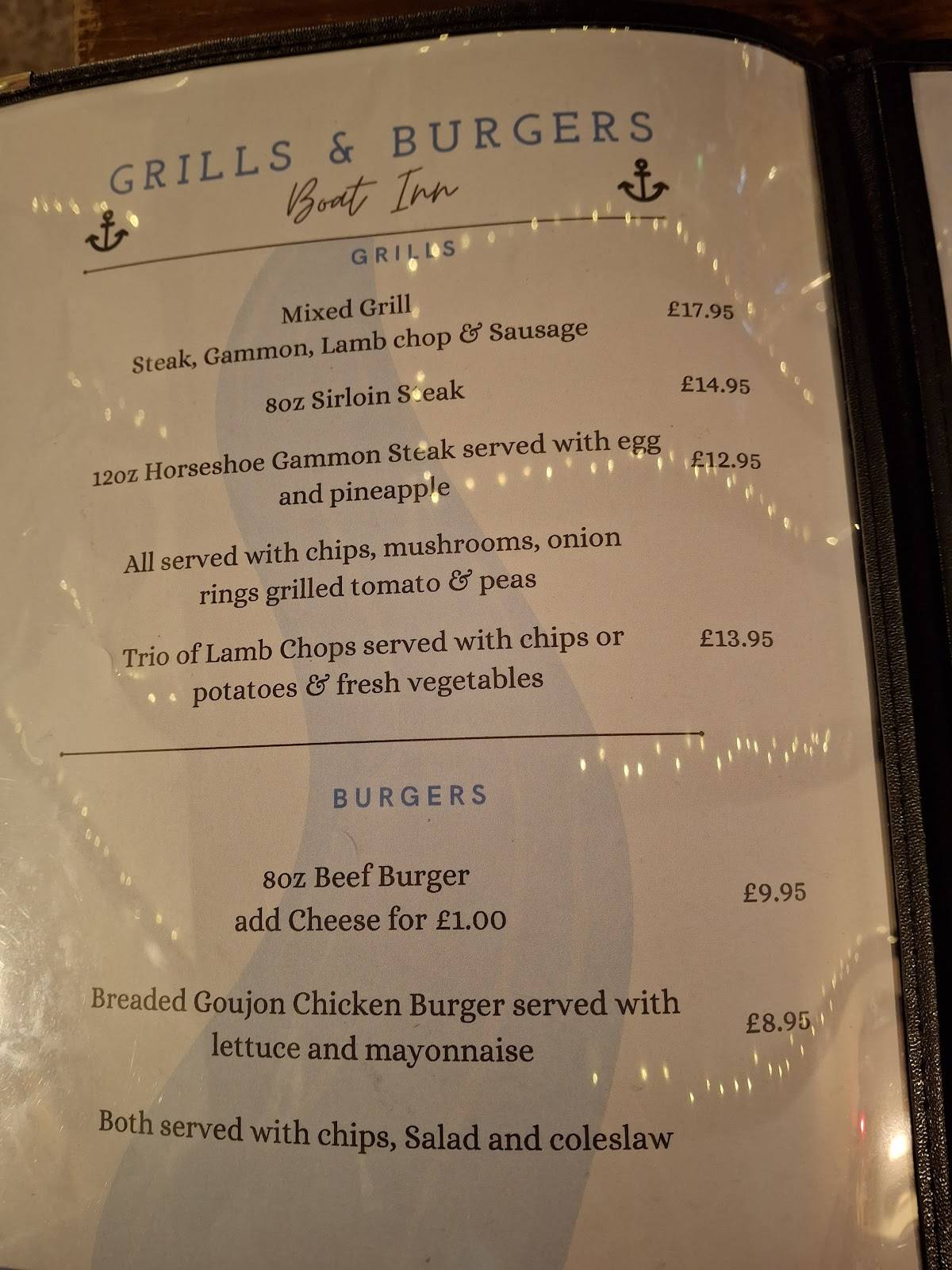 Menu at Boat Inn pub & bar, Leek, 170 Basford Bridge Ln