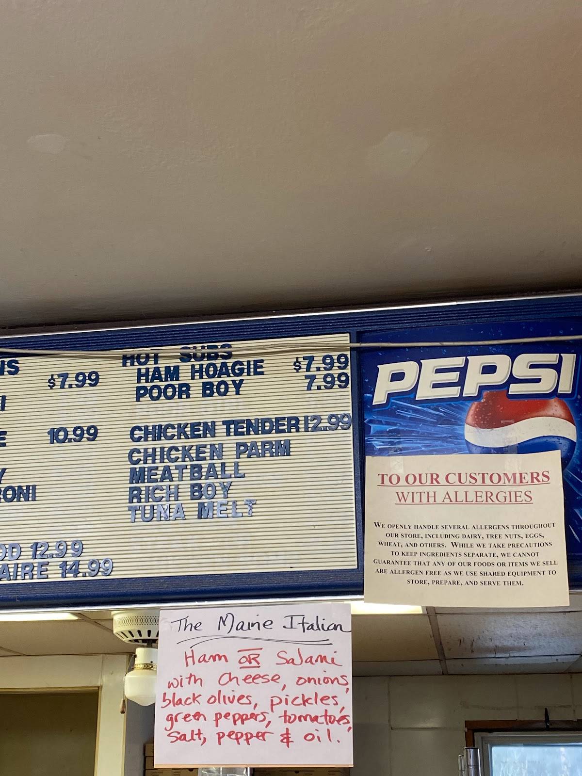 Menu at Bob's Place pizzeria, Casco