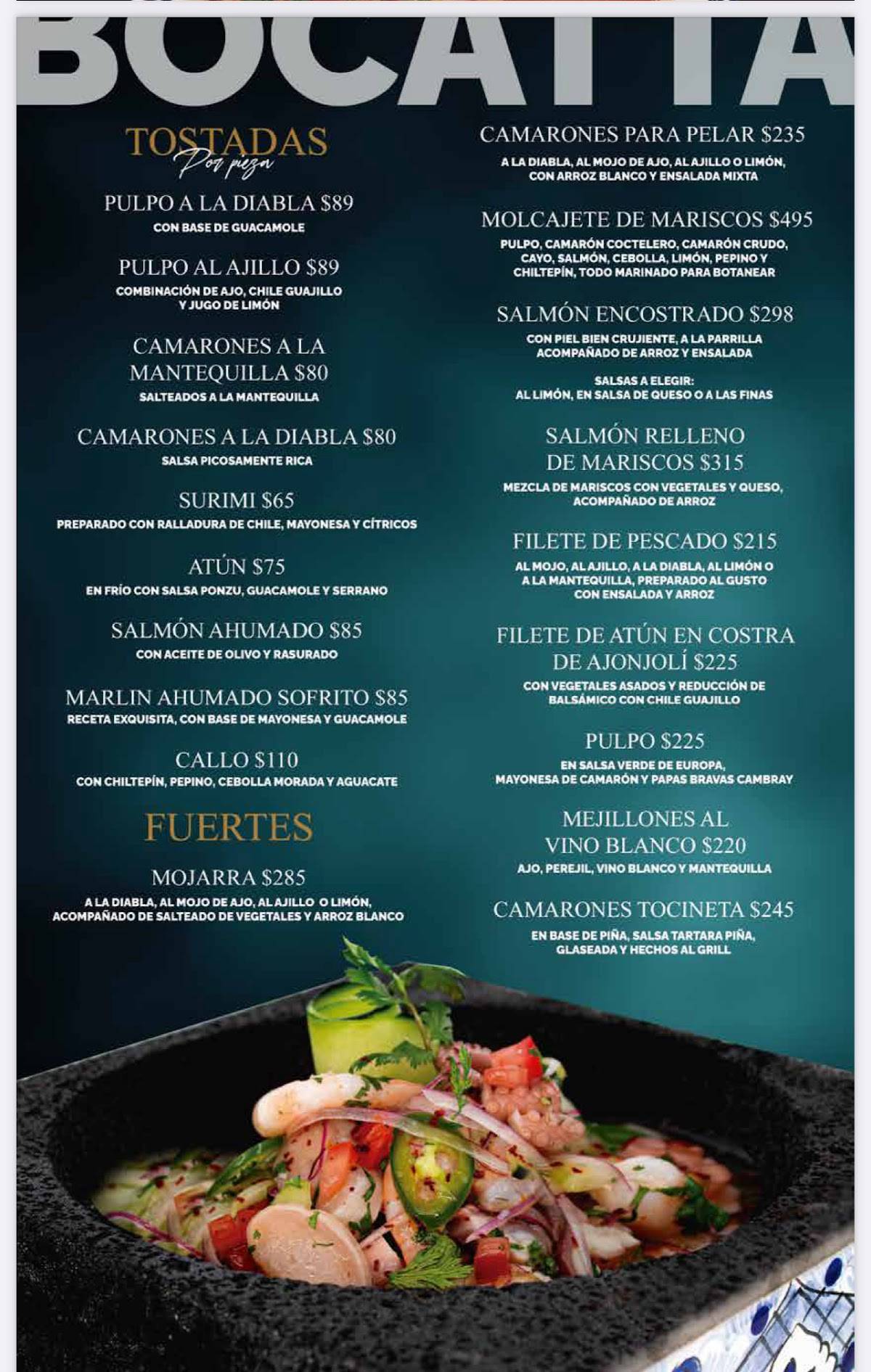 Carta del restaurante Bocatta, Pachuca del Soto, Camino Real del La ...