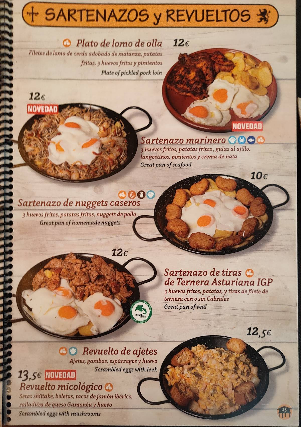 Carta del restaurante El Bodegón Asturleonés, León