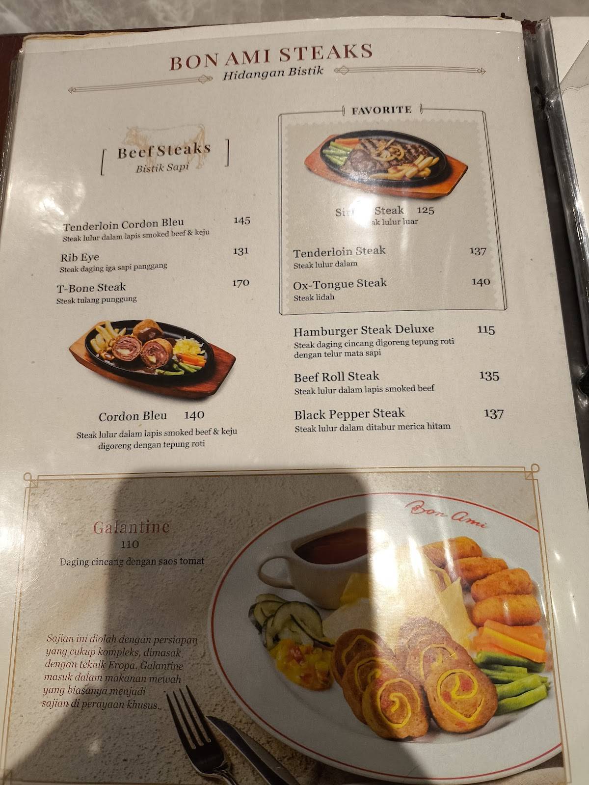 Menu at Bon Ami Restaurant, Surabaya, Jl. Simpang Darmo Permai Sel. II ...