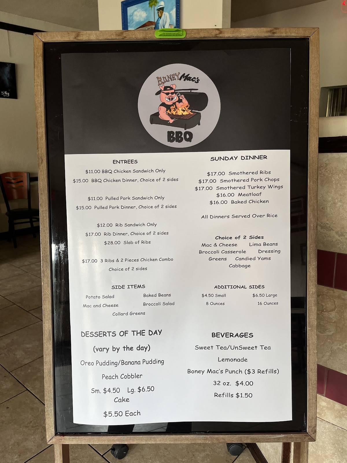 Menu at Boney Mac's Barbecue, LLC, Bartow