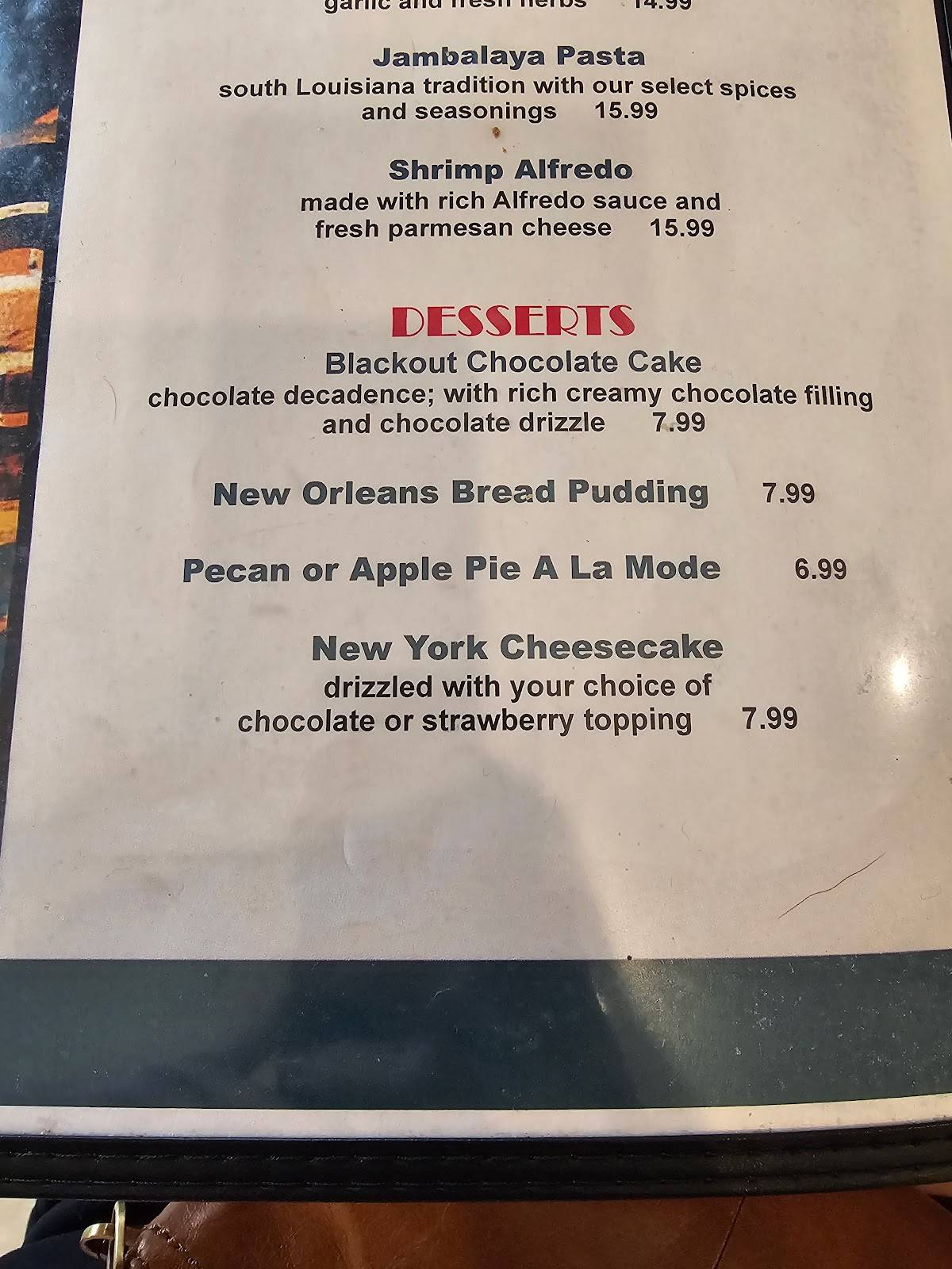 Menu at Bonnie C's Cafe, Slidell