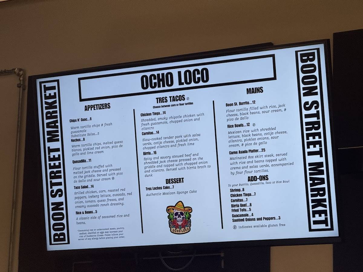 Menu at Boon Street Market restaurant, Narragansett
