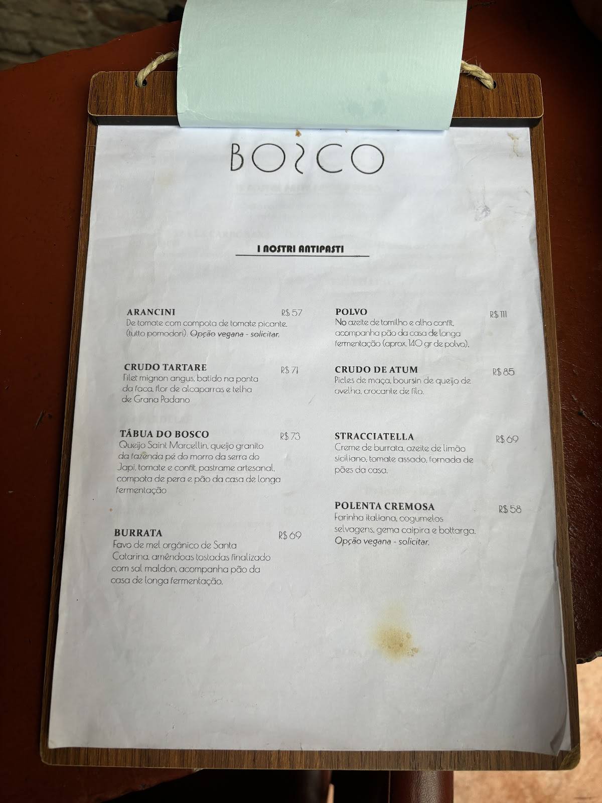 Menu em Bosco Restaurante, São Paulo