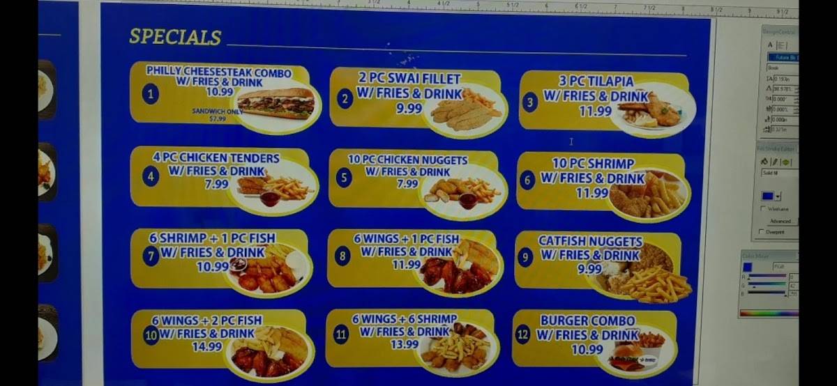 Menu at Boston fish & wings restaurant, Memphis