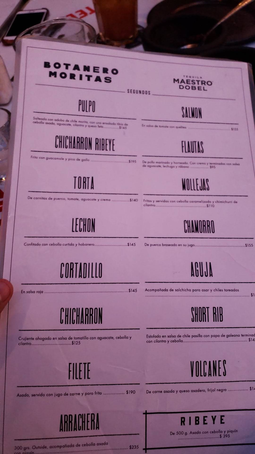 Carta del pub y bar Botanero Moritas San Pedro, San Pedro Garza García ...