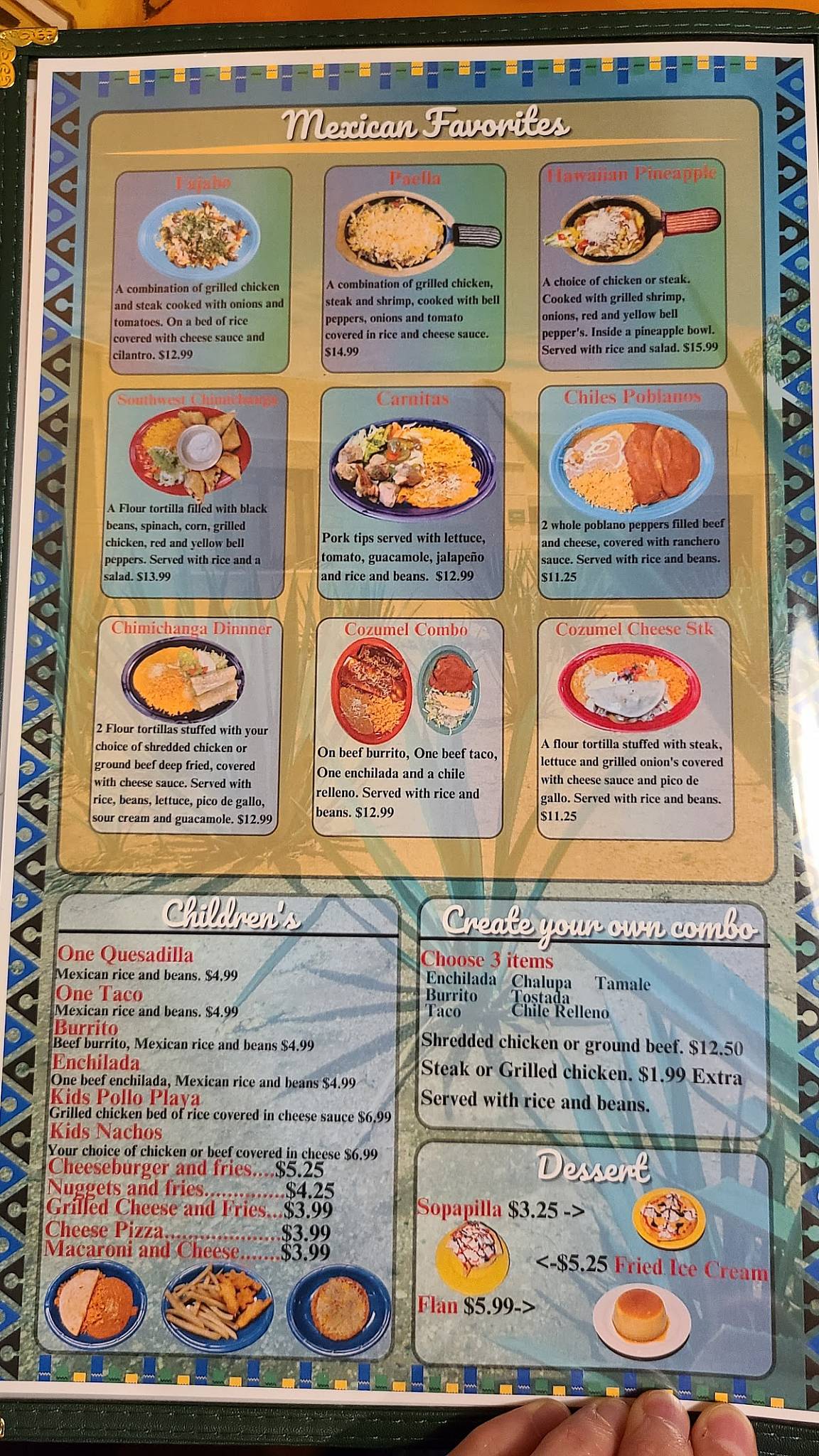 Menu at Cozumel Authentic Mexican Restaurant, Bradley