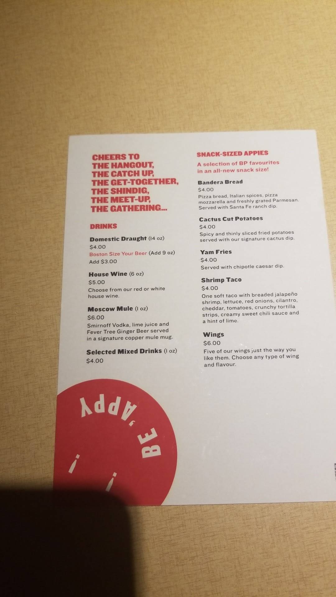 Menu at Boston Pizza pizzeria, Brandon, Richmond Ave #2