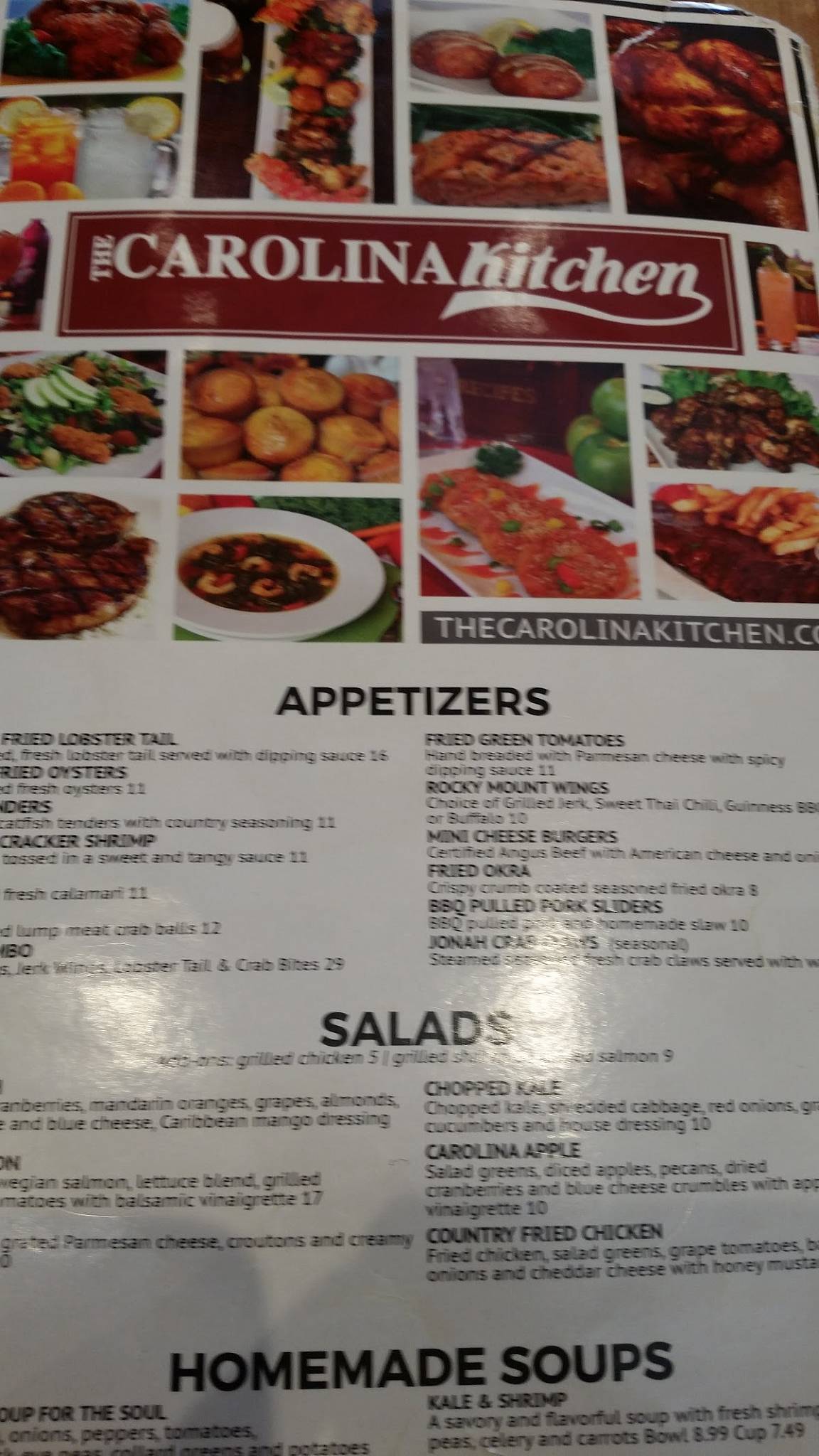 Menu at Carolina Kitchen restaurant, Brandywine
