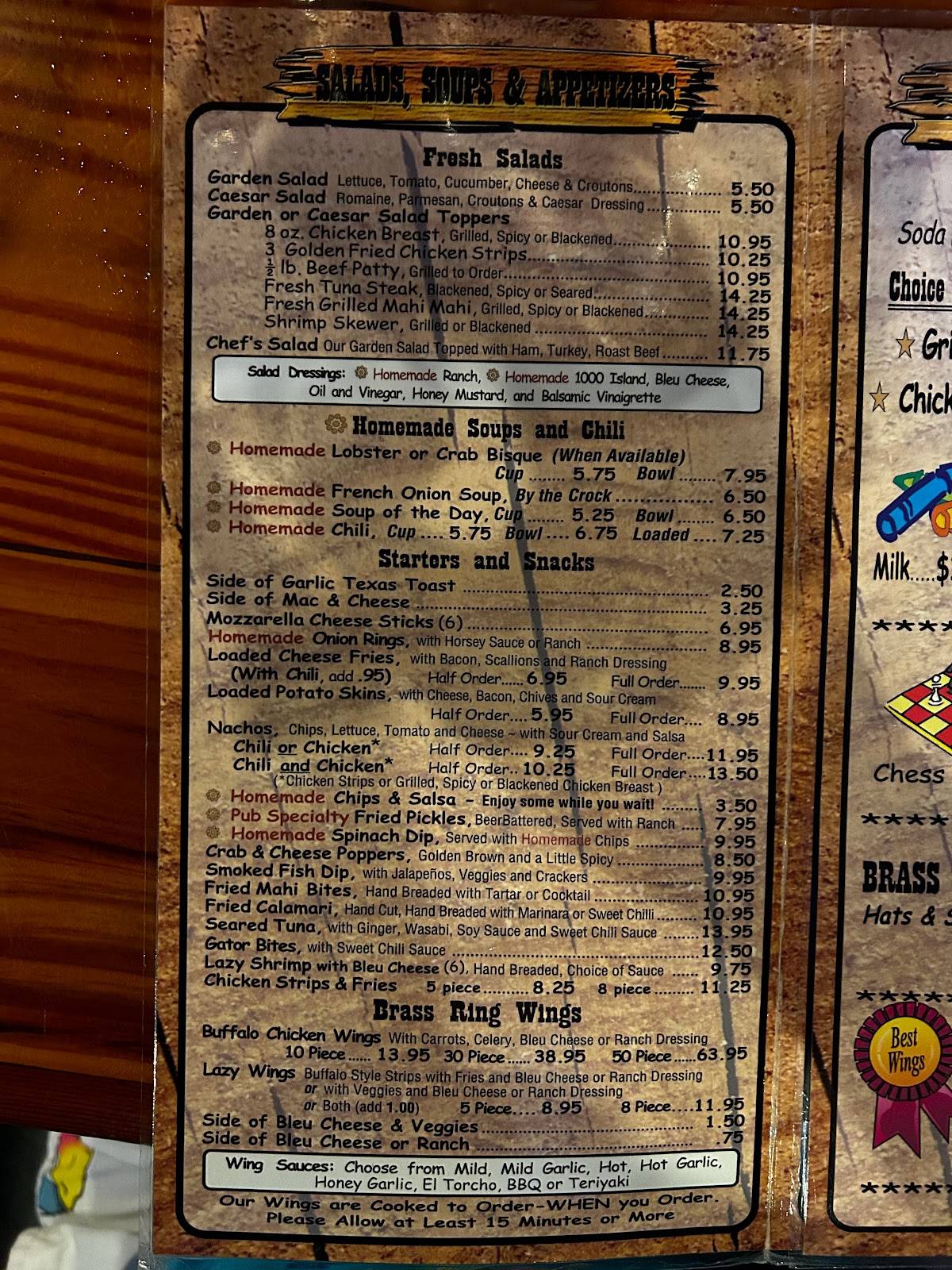 Menu at Brass Ring Pub Sports Bar & Grille, West Palm Beach