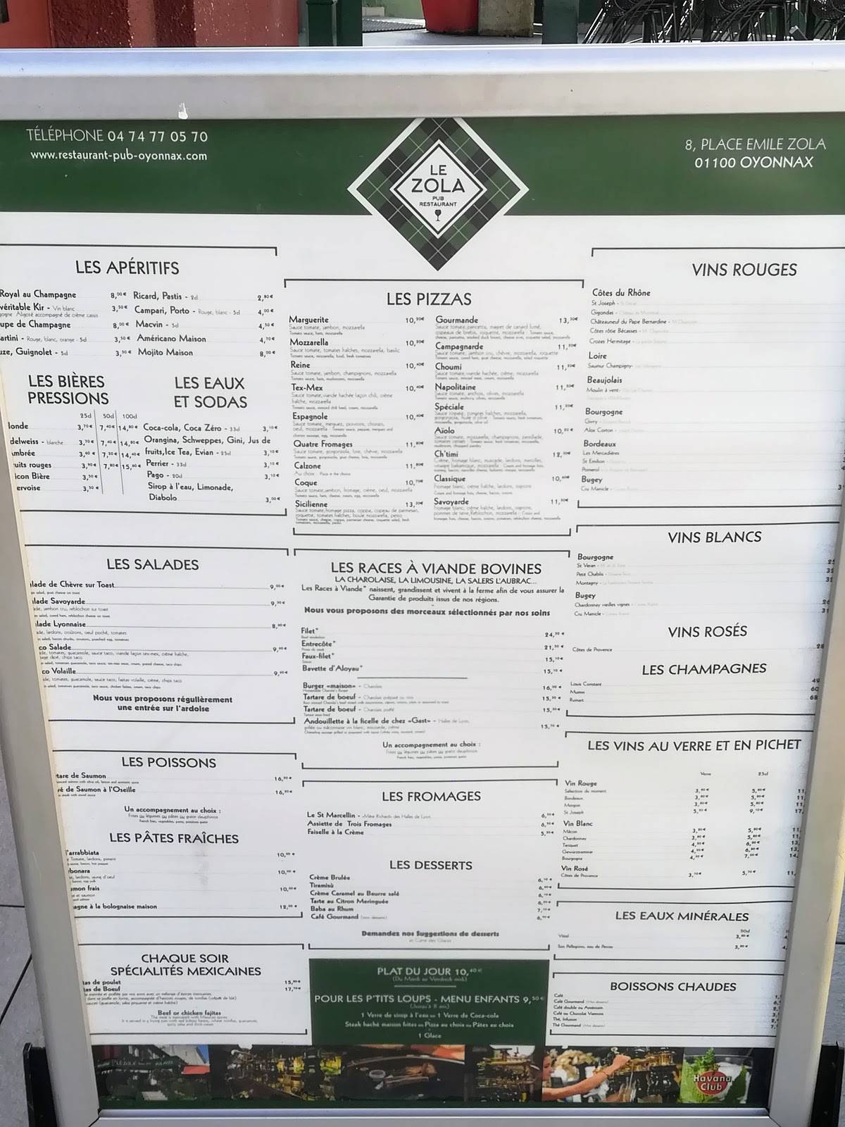 Menu au Brasserie Le Zola restaurant, Oyonnax