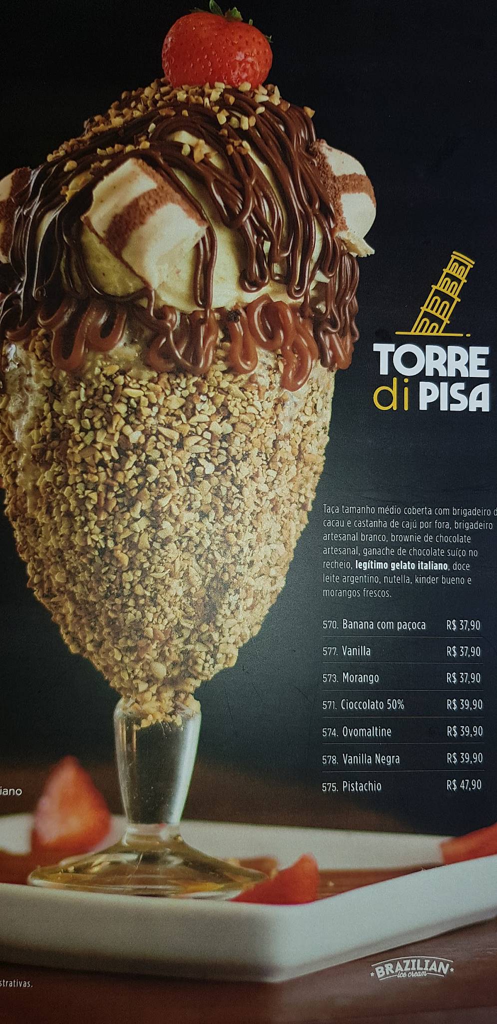 Menu em Brazilian Ice Cream - Asa Sul café, Brasília, bloco A - Q CLS 209