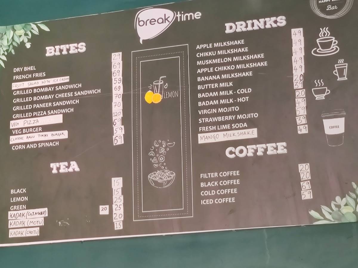 Menu at BreakTime, Kalaburagi