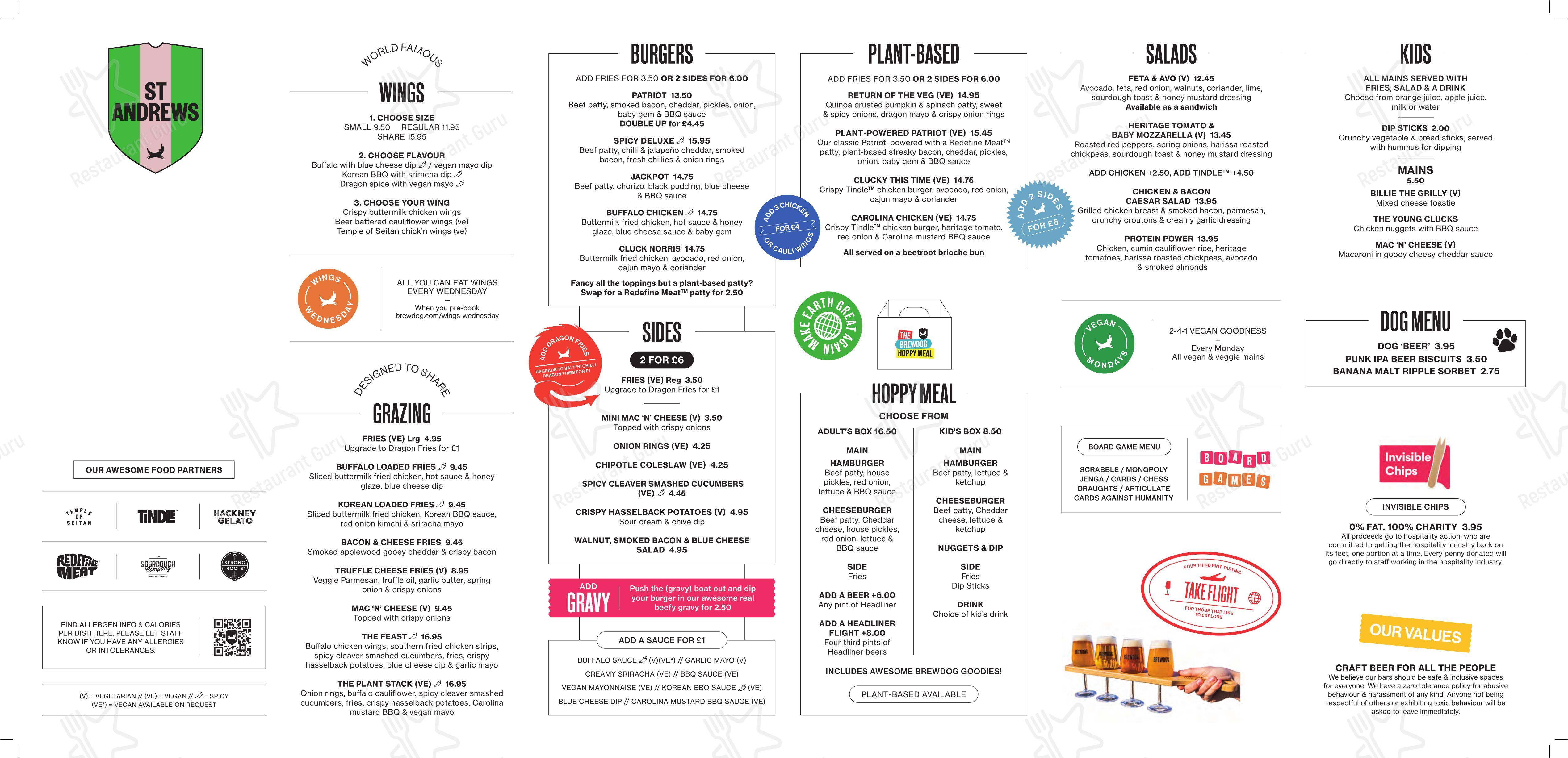 Menu at BrewDog St Andrews pub & bar, Saint Andrews