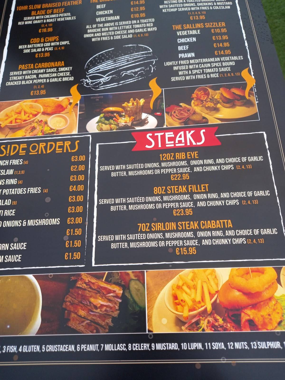 Menu at Bridgewater inn pub & bar, Sallins
