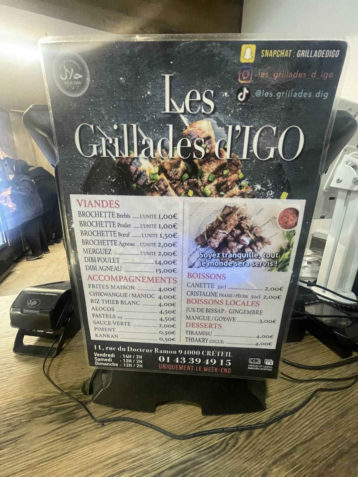 Menu au Les grillades d’IGO restaurant, Créteil