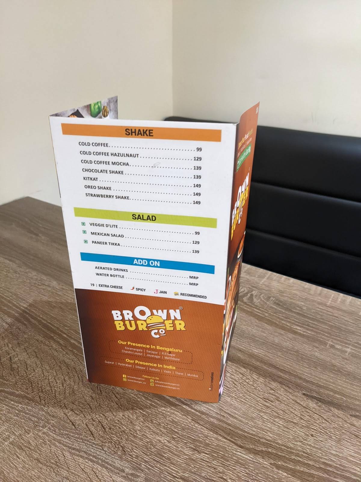 Menu at Brown Burger Co. Chandra Layout, Bengaluru