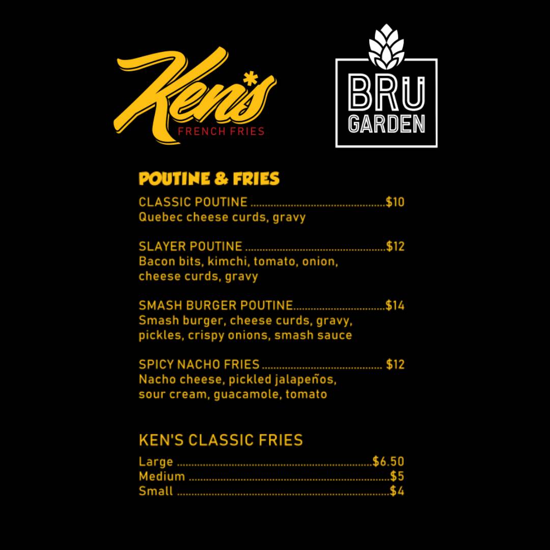 Menu au Bru Garden Stratford restaurant, Stratford