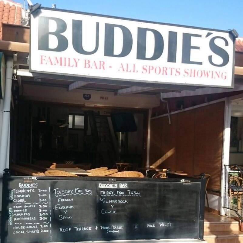 Menu at Buddies Bar, Los Cristianos