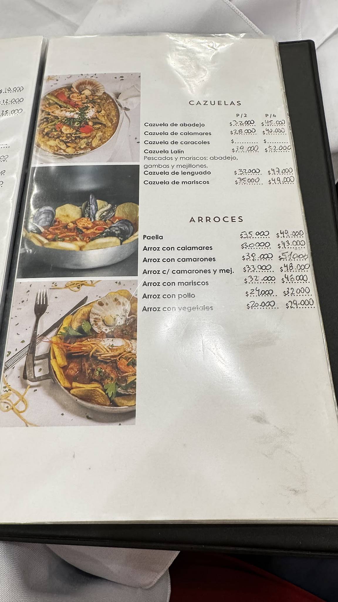 Carta de Restaurante Español Lalín, Buenos Aires