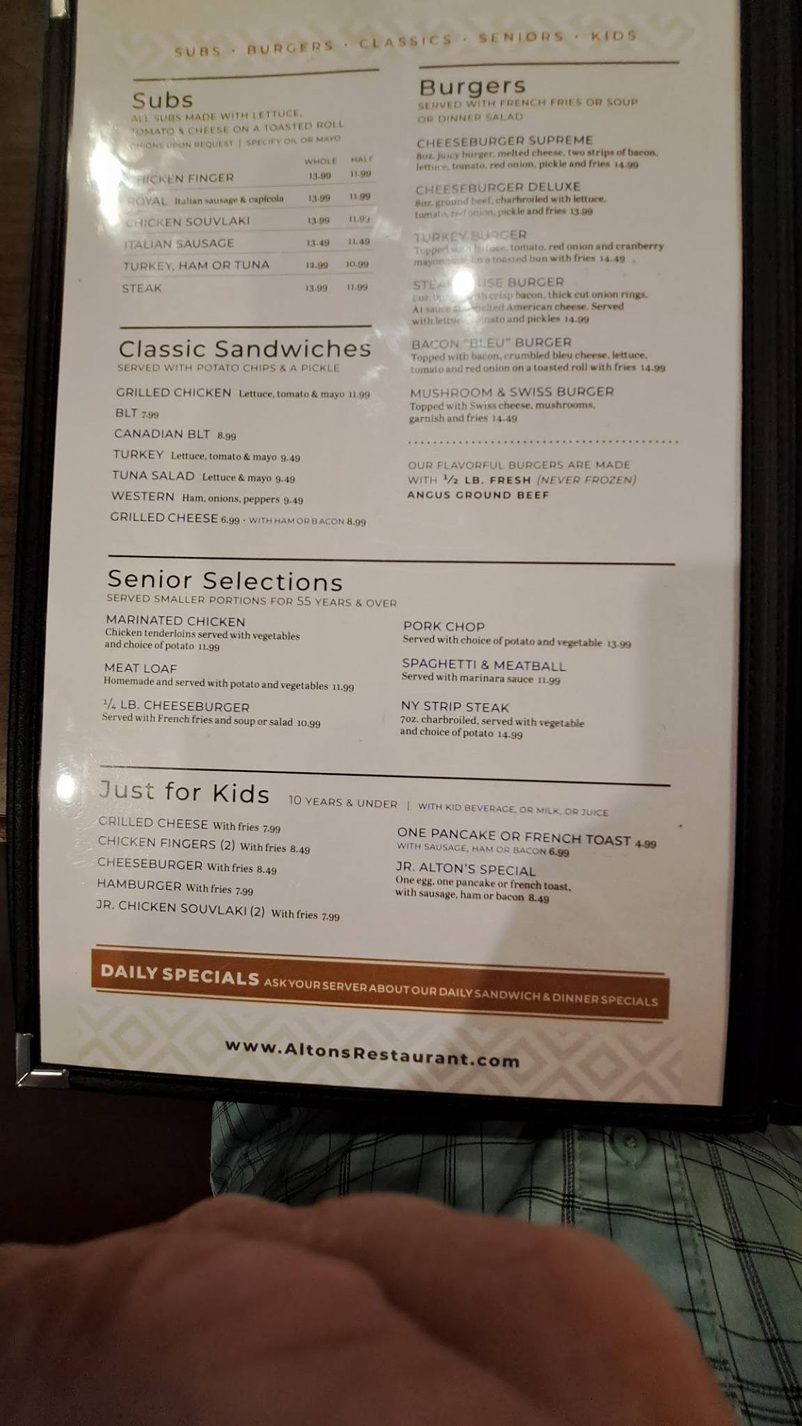 Menu at Alton's Restaurant - Cheektowaga, Buffalo, Walden Ave