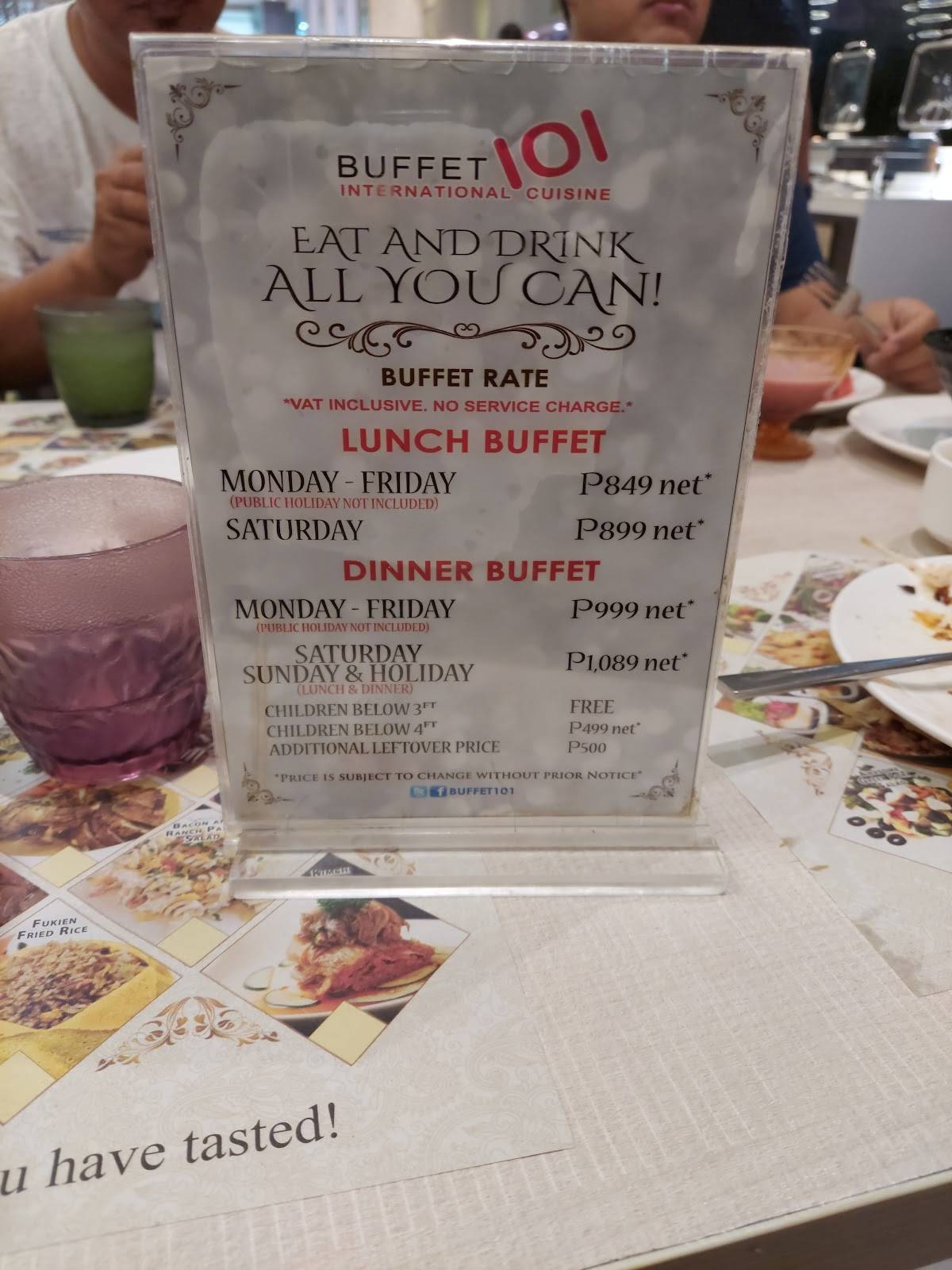 Menu at Buffet 101 - SM City Clark restaurant, Angeles