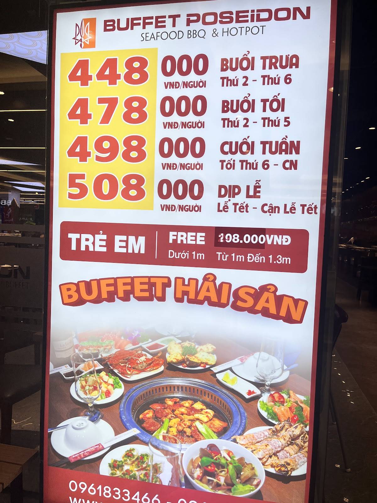 Menu at Buffet Poseidon Vincom Lê Văn Việt Quận 9 restaurant, Ho Chi Minh City