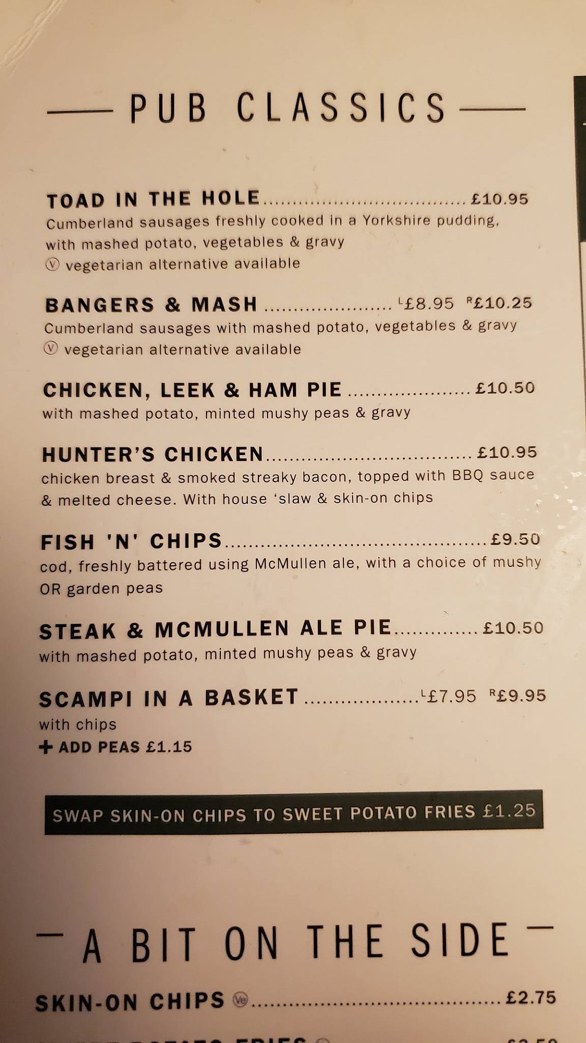 Menu at Bulls Head pub & bar, Broxbourne, High Rd Turnford