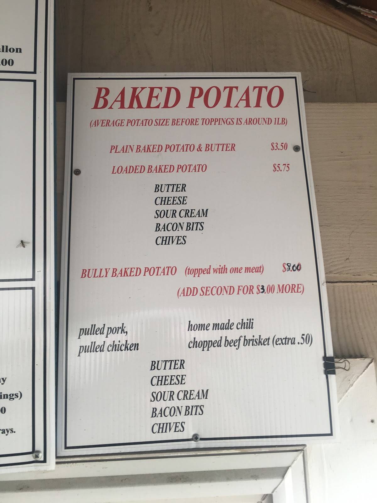 Menu at Bully Barbeque, La Grange, W U.S. Hwy 42