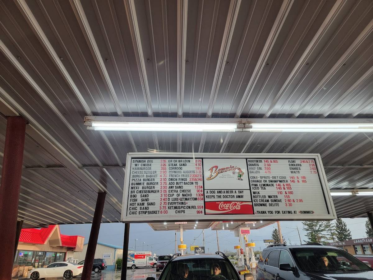 Menu at Bummie's Drive-In restaurant, Bluffton