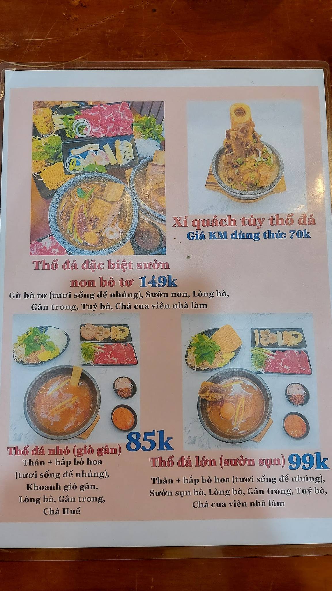 Menu at Bún Bò Thố Đá Bếp Ông Lập - Trường Sơn restaurant, Ho Chi Minh City