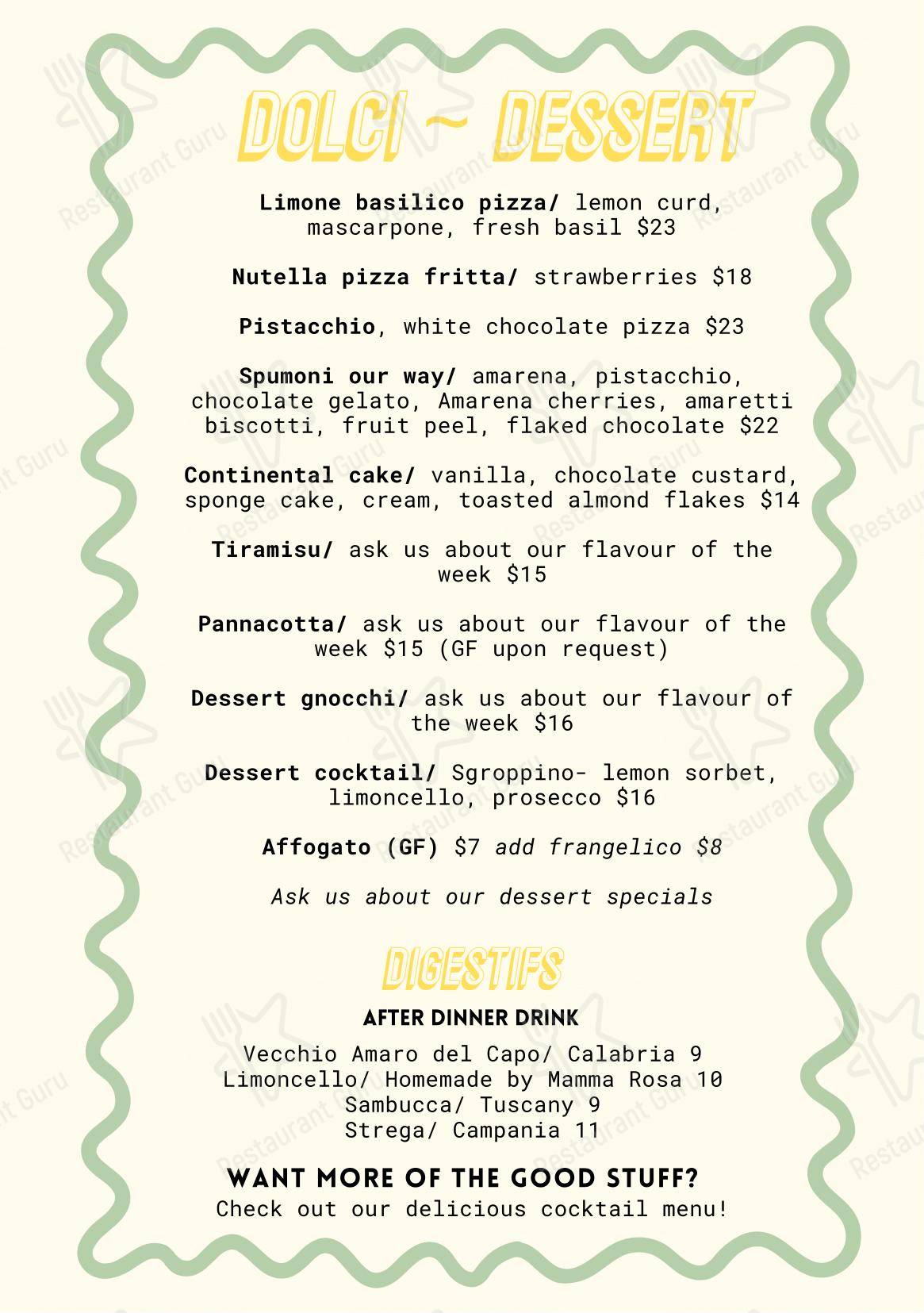 Menu at Buon Appetit restaurant, Camden