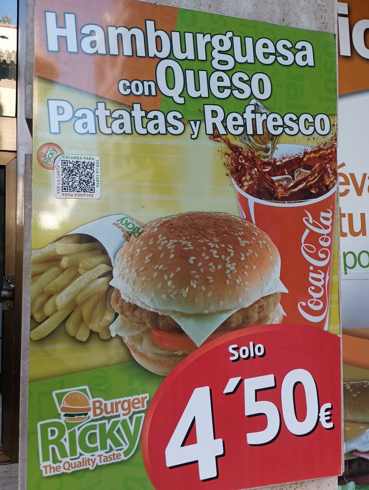 Carta del restaurante Burger Ricky, Écija