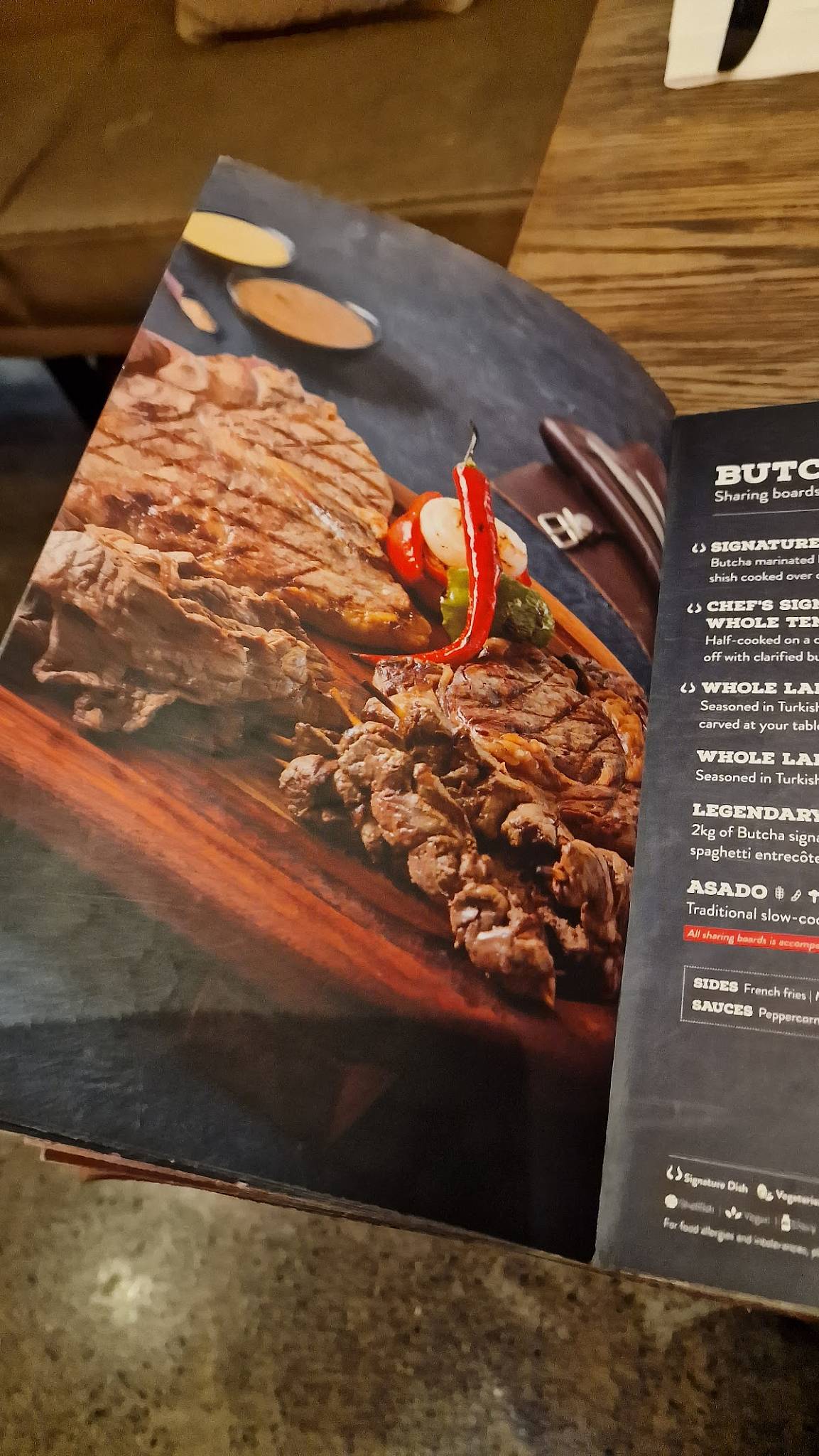 Menu at Butcha Steakhouse, Dubai, City Walk