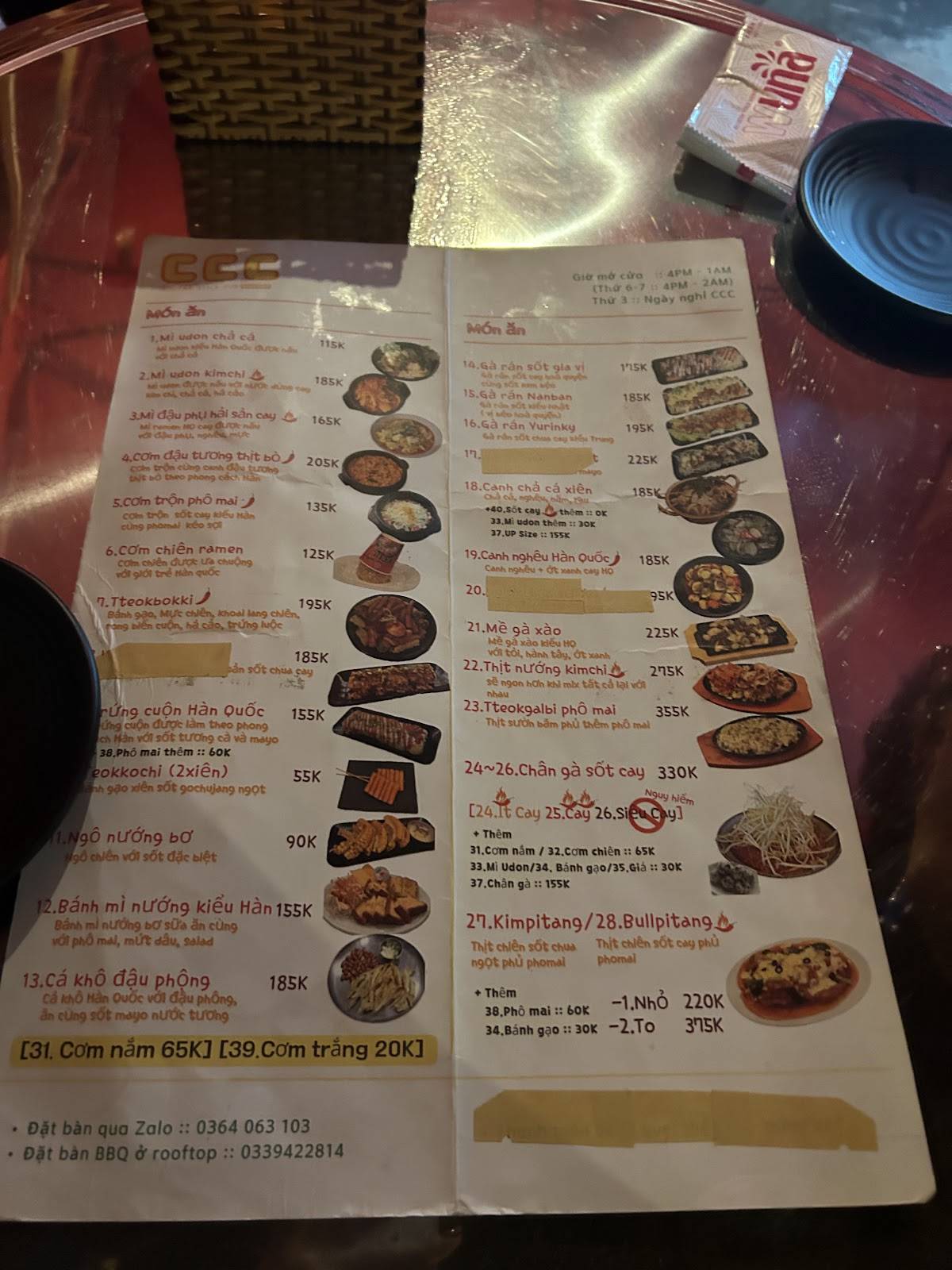 Menu at 쎄쎄쎄 포차 CCC Korean Street Pub, Ho Chi Minh City