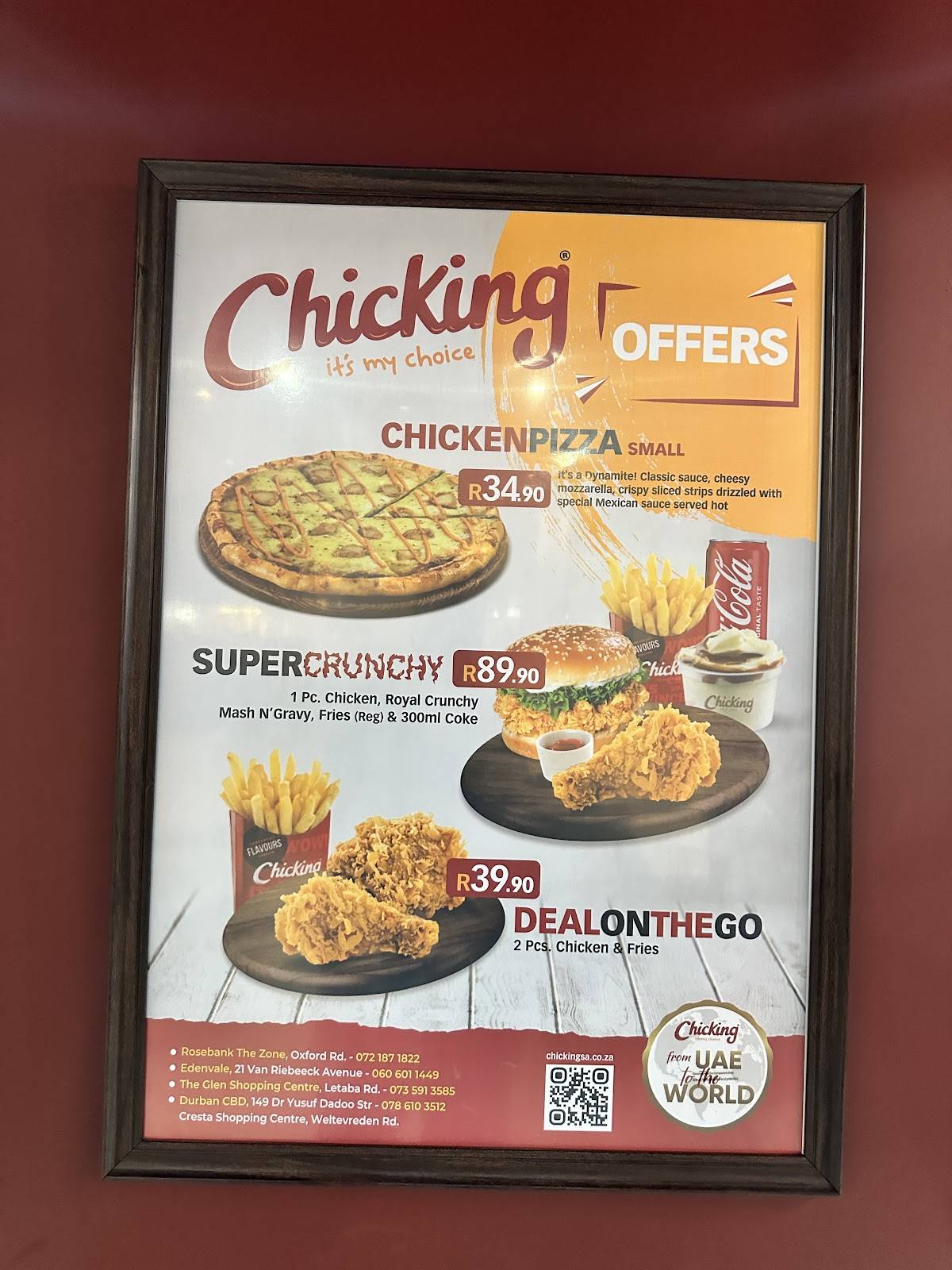 Menu at CHICKING CRESTA MALL restaurant, Johannesburg